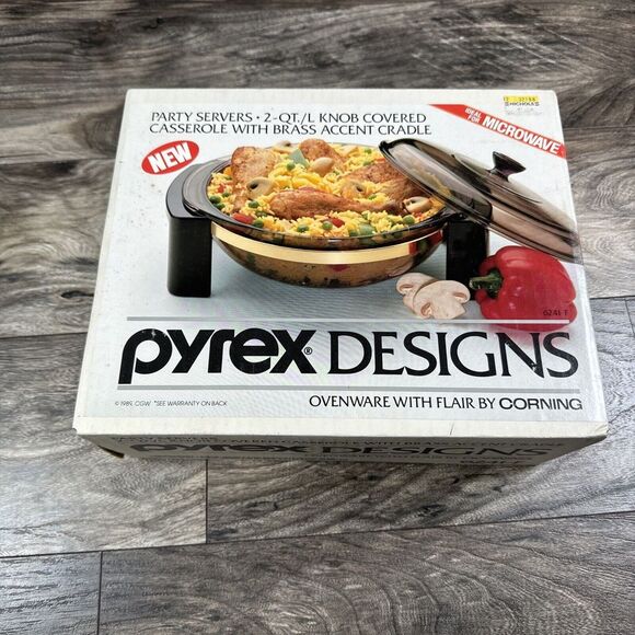 Pyrex | Kitchen | Vintage Pyrex Designs 2 Qt Casserole Dish Brass ...